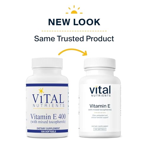 Vital Nutrients Vitamin E with Mixed Tocopherols | Potent Antioxidant Supplement to support Cardiovascular Health* | Gluten and Dairy Free | 100 Softgels