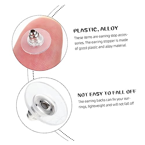 VILLCASE 400 Pcs Stud Plugs Rubber Earring Stoppers Earring Backs for Droopy Ears Disc Earring Backs Iron Earring Backs Stud Earring Back Earring Backs Rubber Backrest Plastic