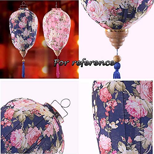 Traditional Chinese Cloth Lantern Painted Home Garden Hanging Decorative Lampshade 14", Red Peony
