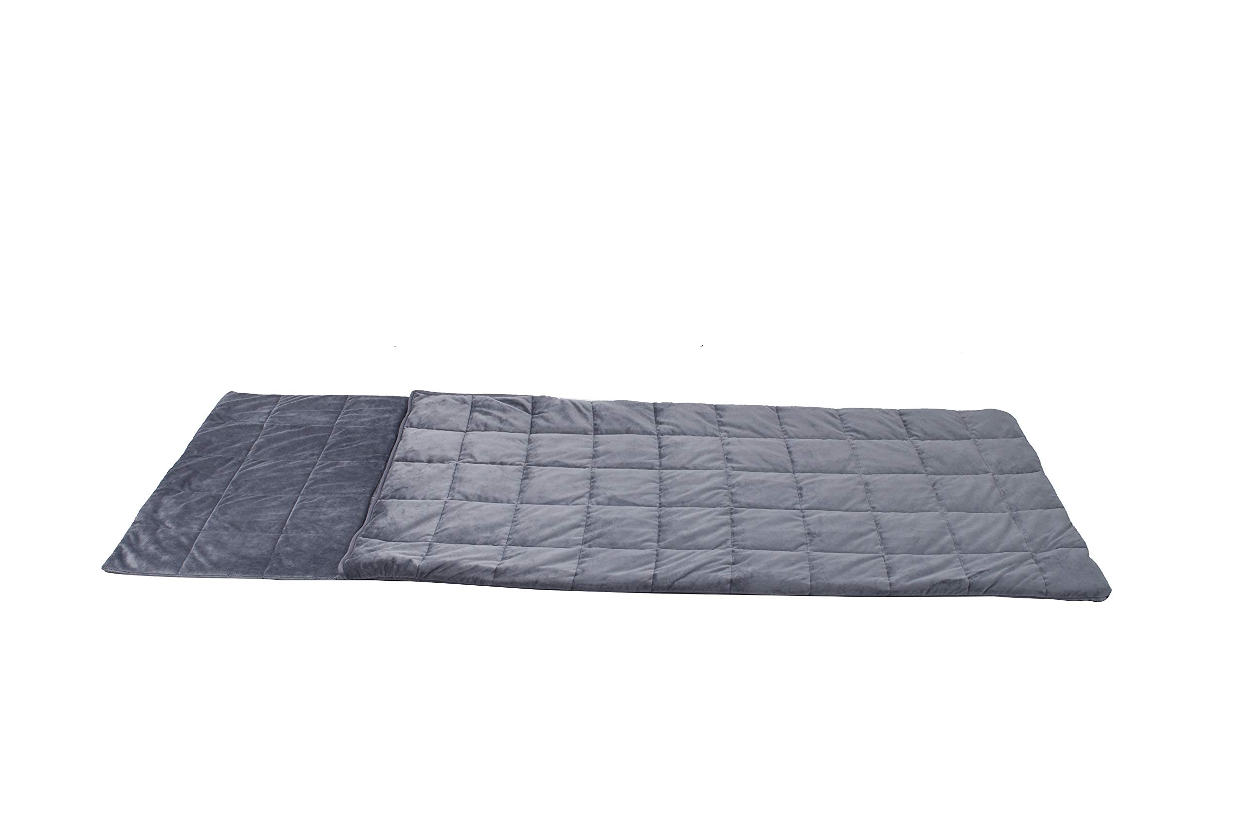 ZooVaa Weighted Sleeping Bag - Soft Microfiber Minky Weighted Blanket 13LB Compression Camping Blanket with Glass Beads for Kids and Small Adults (30x80” Dark Gray)