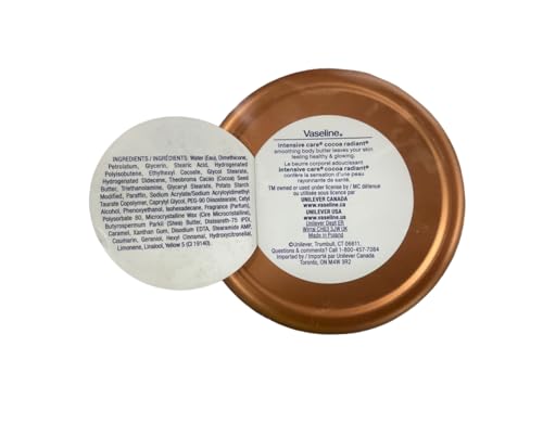 Vaseline Intensive Care Cocoa Radiant Smoothing Body Butter with Pure Cocoa Butter NET WT. 8 OZ/227g