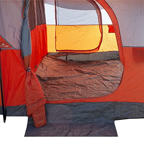 WFS 8-Person 2-Room Cabin Camping Tent with Rain Fly, Orange