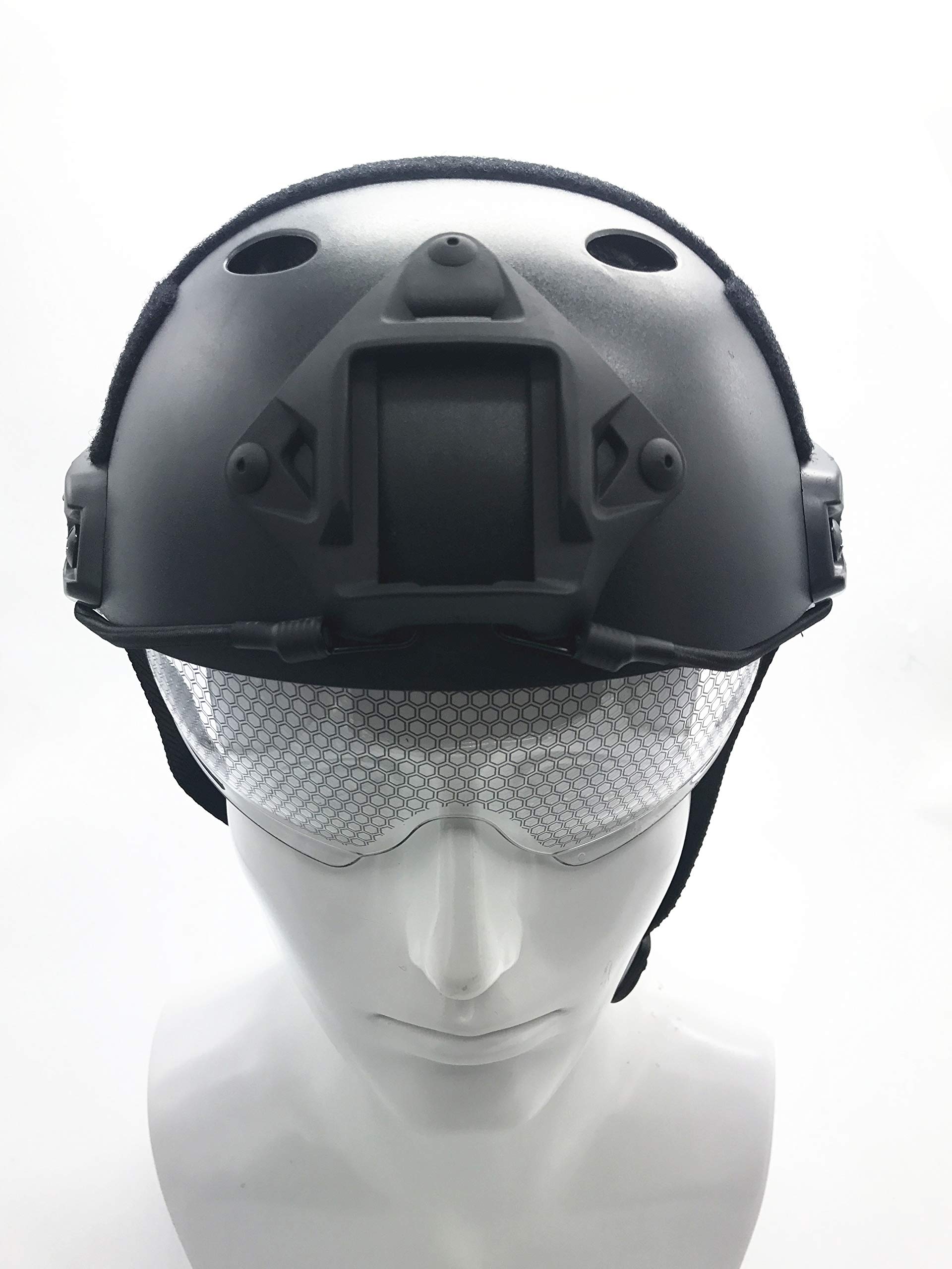 Willbebest PJ Type Airsoft Tactical Multifunctional Fast Helmet with Visor Goggles Version Black, Comes with a Half Face Metal Mesh Airsoft Mask