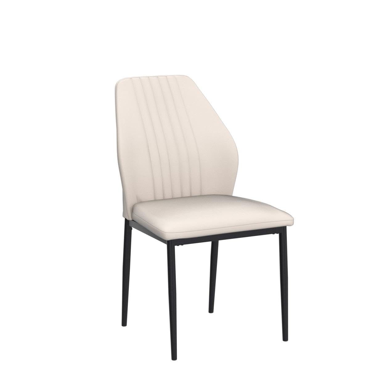 Zerifevni Dining Chairs Set of 2, Upholstered Side Chairs, Faux Leather Modern Style Kitchen Chairs with Stable Steel Legs (Beige)