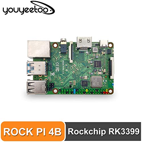 youyeetoo Rock PI 4B V1.4 Rockchip RK3399 ARM Cortex Six Core SBC/Single Board Computer Compatible with Official Raspberry Pi Display (Rock Pi4B 4G)