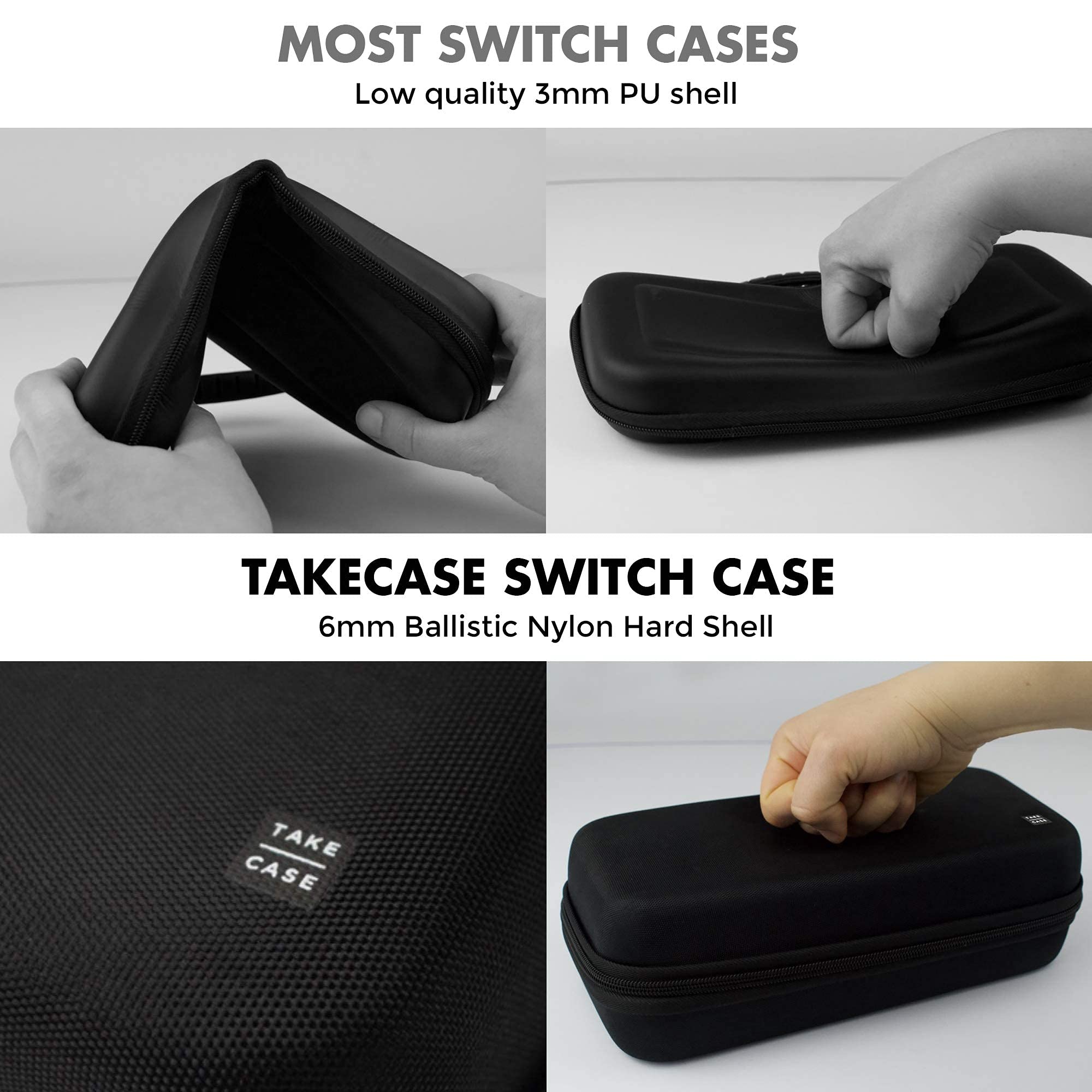 TakeCase Carrying Case for Nintendo Switch and New OLED - Protective Hard Case Includes Pouch That Fits Adapter/Charger, Accessories and 19 Games Storage - Perfect for Travel - Black