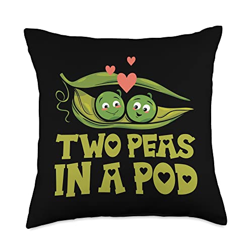 Valentine's Day Couples In Love Two Peas in a Pod Valentines Day in Love Vegan Vegetables Throw Pillow, 18x18, Multicolor