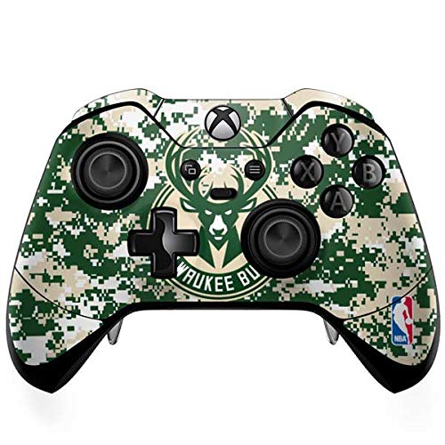 Skinit Decal Gaming Skin Compatible with Xbox One Elite Controller - Officially Licensed NBA Milwaukee Bucks Camo Digi Design