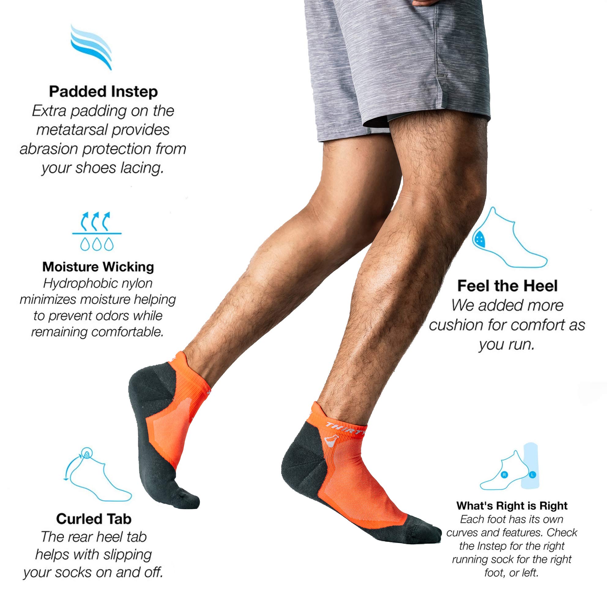 Thirty48 Ultralight Athletic Running Socks for Men and Women with Seamless Toe, Moisture Wicking, Cushion Padding (Large - Women 9-10.5 // Men 10-11.5, [3 Pairs] Black/Gray)