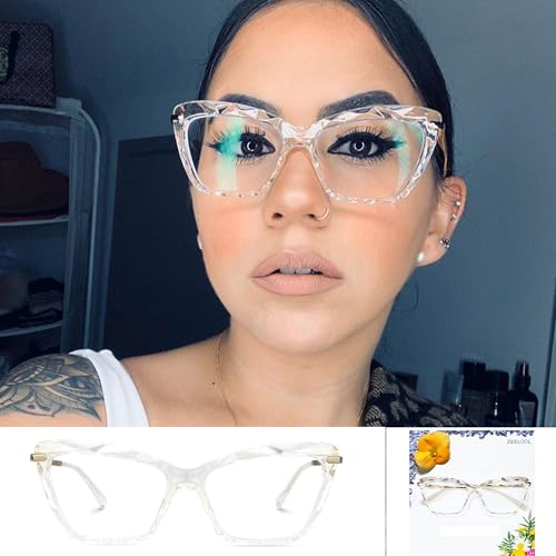 Zeelool Crystal Cat Eye Blue Light Blocking Glasses for Women Juliet VFP0270-04B Crystal