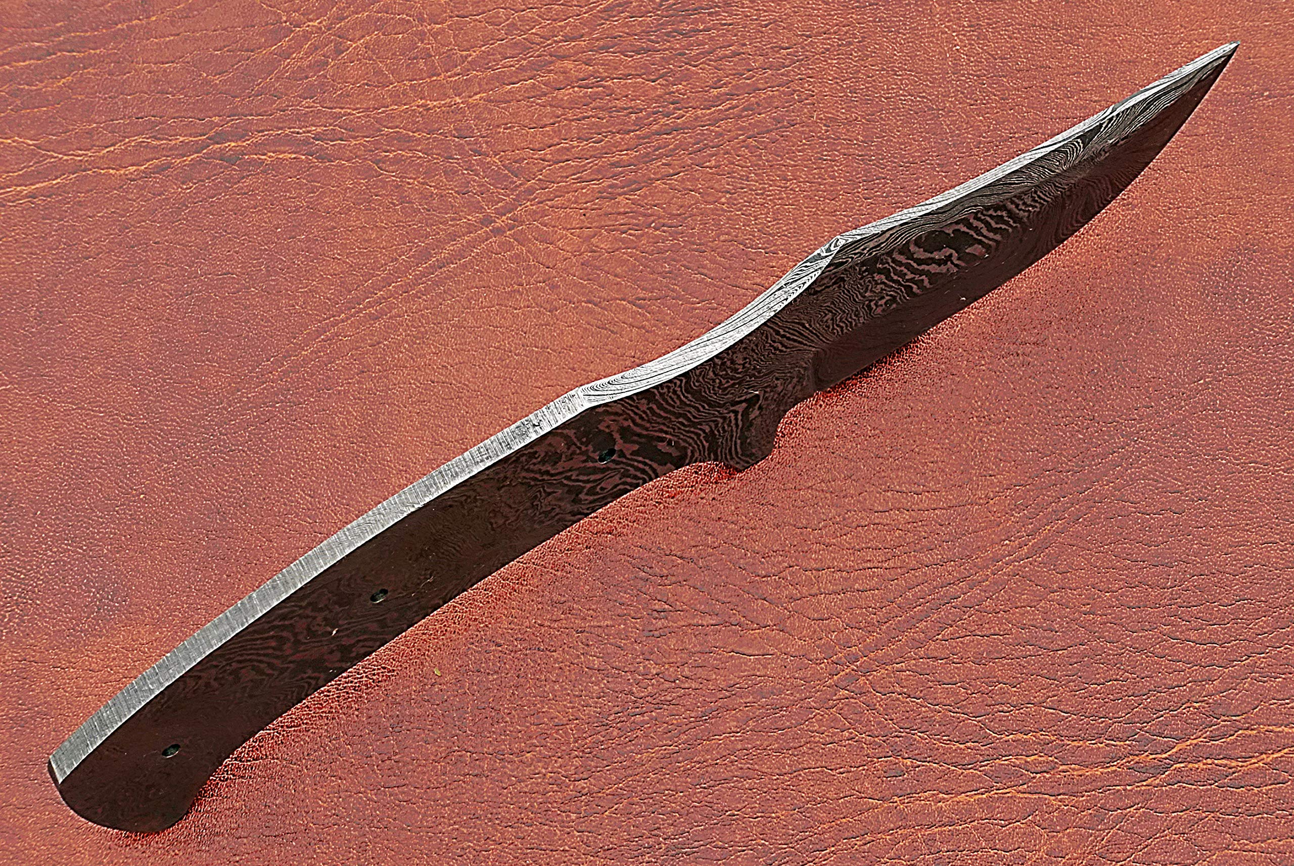 Trailing point Damascus steel blank blade, Hand forged Damascus steel Skinning knife making Blade, Twist, Ladder and rain drop pattern Damascus steel (8 Inch Twist)