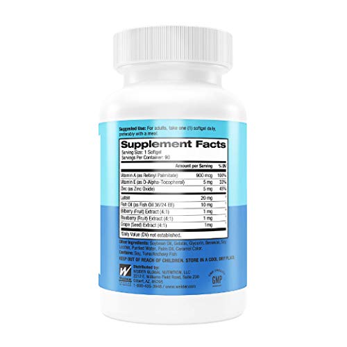 Weider Vision Complete Formula with Lutein Zinc and Fish Oil, Dietary Supplement to Reduce Eye Fatigue, 90 Count