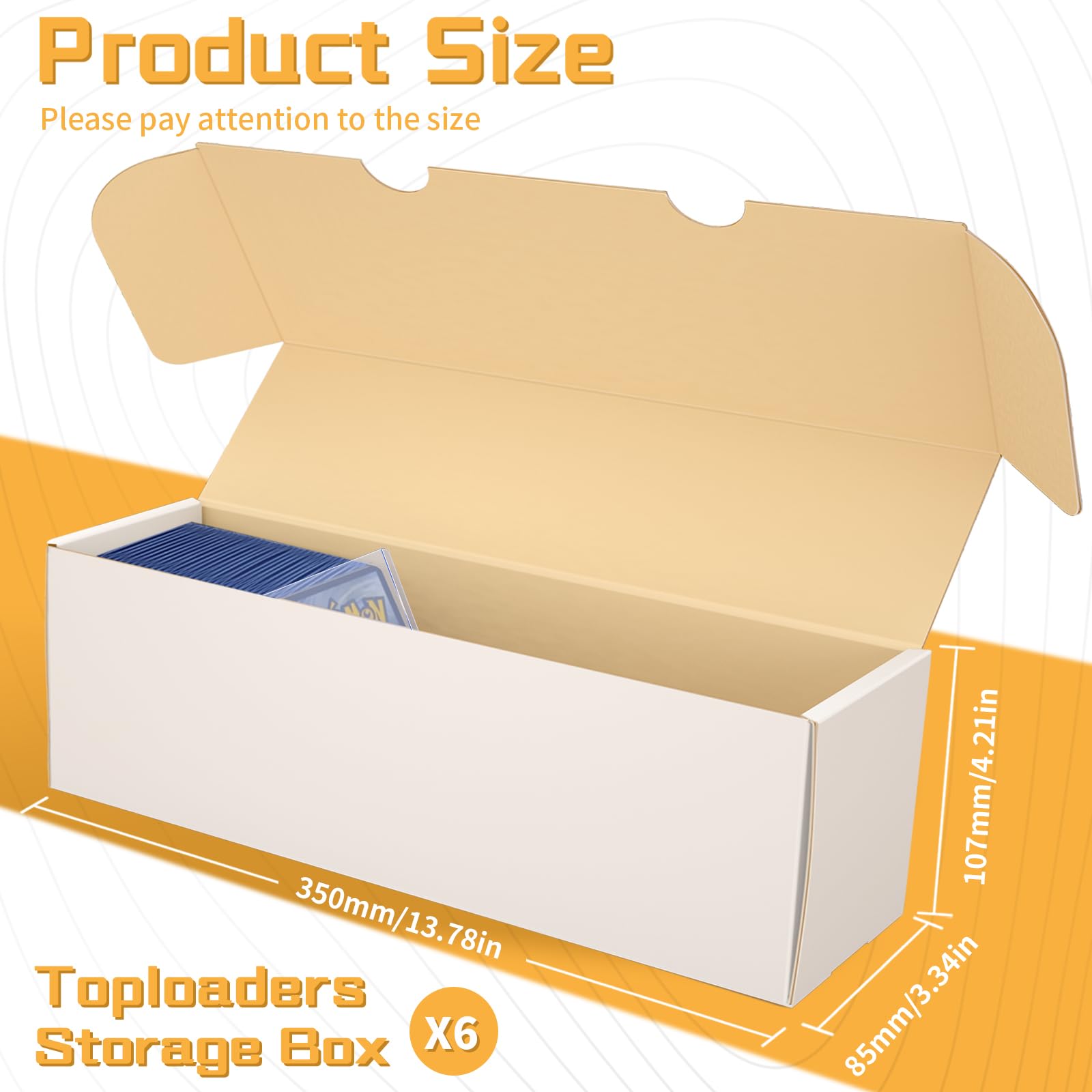 sysdmno Trading Card Storage Box for Toploader,Baseball Card Storage Box, 6 Pack Toploader Storage Box Holds 1200 Top loaders, Fits Sports, Football, Basketball and Trading Cards