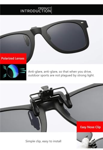Unisex Clip-on Flip-up Polarized Sunglasses for Prescription Eyeglasses