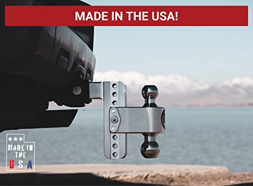 Weigh Safe Adjustable Trailer Hitch Ball Mount - 8" Adjustable Drop Hitch for 2.5" Receiver - Premium Heavy Duty Aluminum Trailer Tow Hitch w/Chrome Plated Tow Balls (2" & 2 5/16") - 18,500 GTW