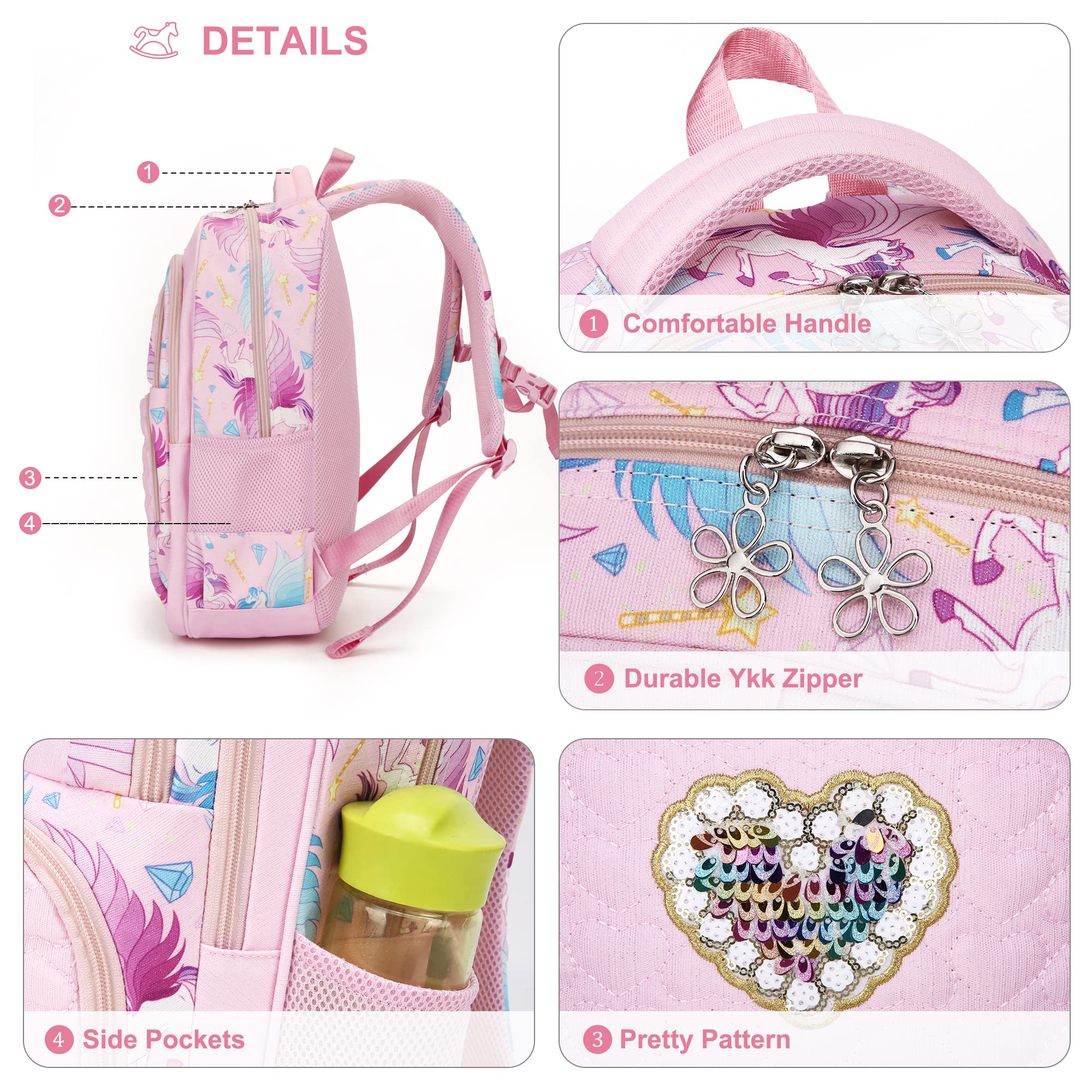 Windtook Kids School Backpack for Girls Elementary Student Bags with Insulated Lunch Bag Pencil Case 3 in 1 Bookbags