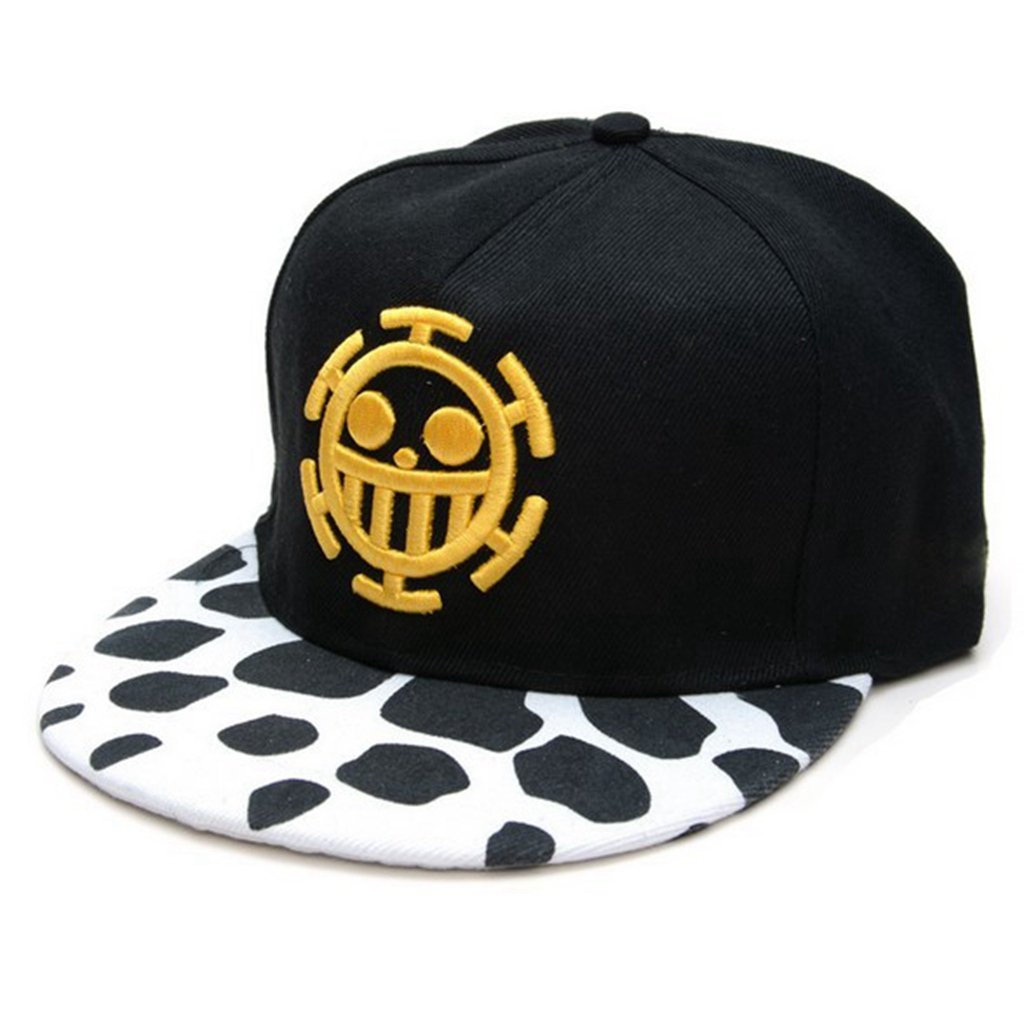Unisex Hot Japan Anime Law Flatbrim Cap Cotton Baseball Cap Snapback (Black 1, Free Size)