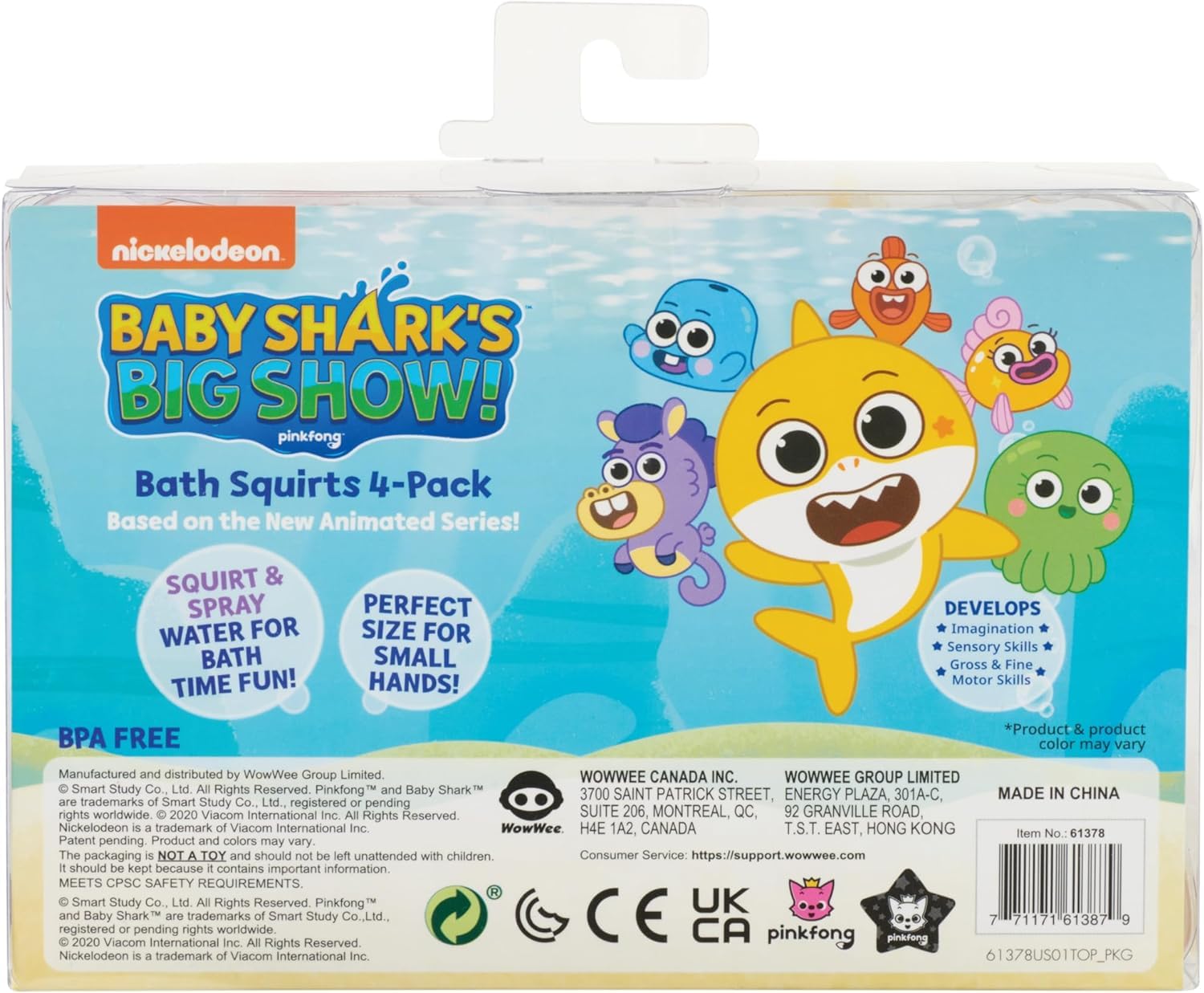 WowWee Pinkfong Baby Shark Bath Squirt Toy - 4 Count (Pack of 1) Assorted