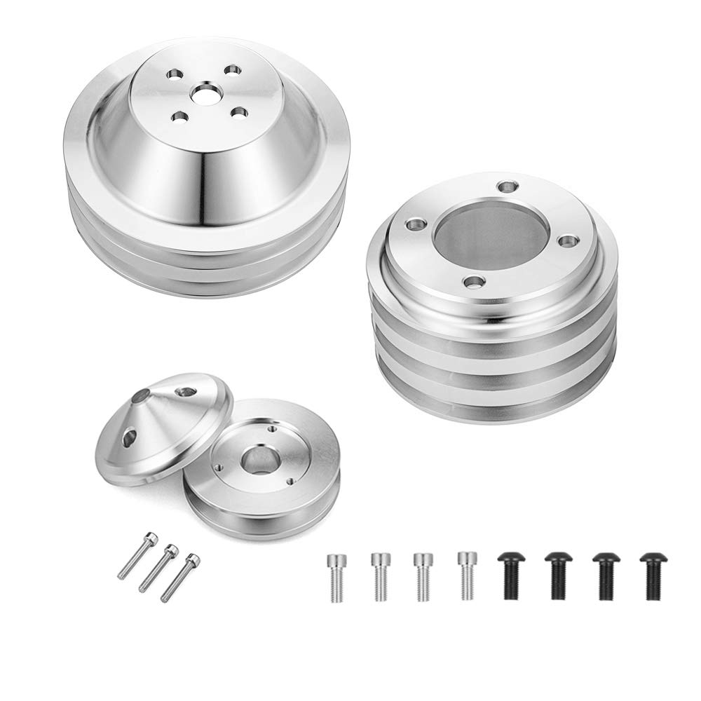 WeiSen Alternator ＆ 3V Crankshaft ＆ 2V Water Pump V-Belt Pulley Kit Compatible with 1969-UP Small Block Ford 302 351w 351C 351W 351M 400 V8 5.0L