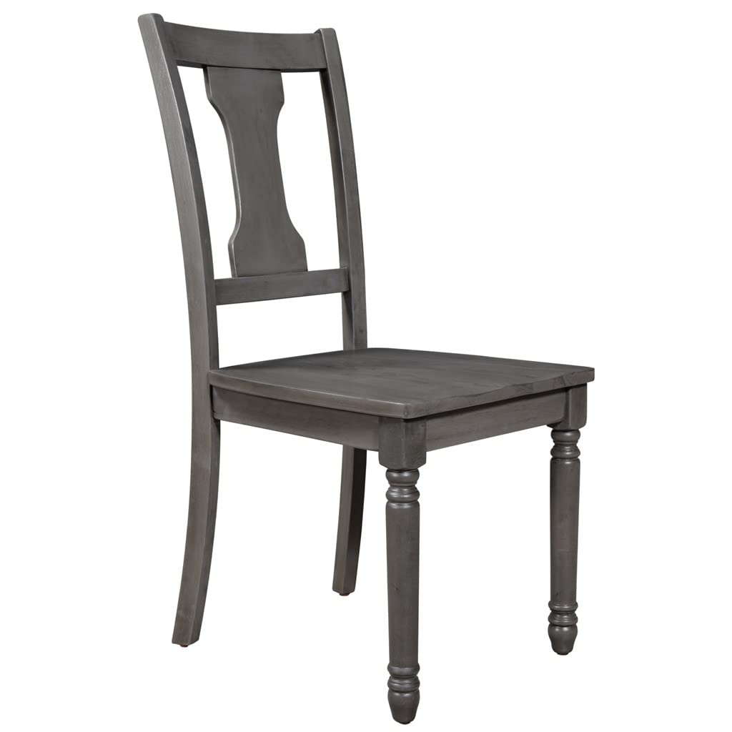 ZHYH 6 Piece Classic Dining Table 1 Wooden Table + 4 Chairs + 1 Kitchen Dining Bench Grey