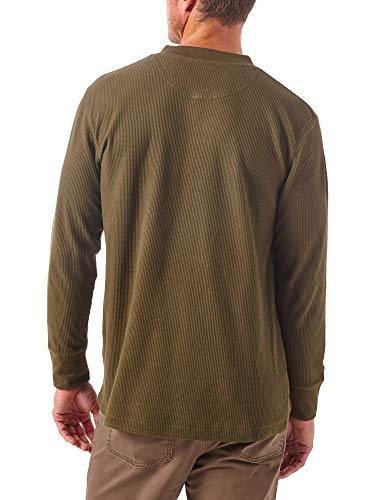 Wrangler Authentics Men's Long Sleeve Waffle Henley, Forest Night, Large