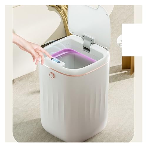 ZICANA Garbage Bin Kitchen Bathroom Touch Bucket Wastebasket Recycle Waste Bins Basket for Toilet Kitchen Trash cans (Size : Battery Version, Color : 20L White)