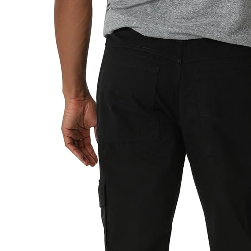 Wrangler Authentics Men's Relaxed Fit Cargo Pant (Logan), Black Twill, 35W x 30L