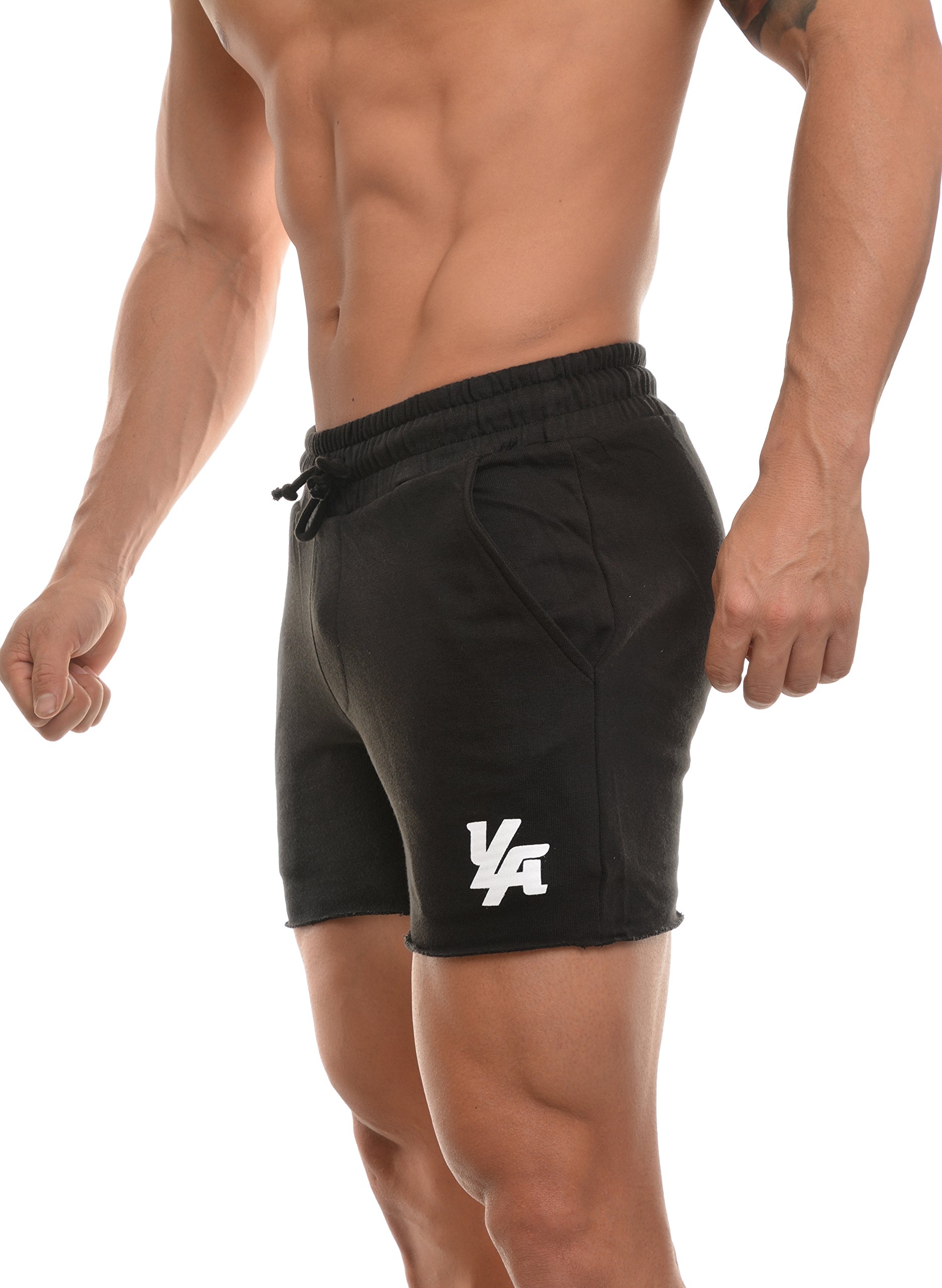 YoungLA Men's Bodybuilding Gym Workout Shorts 102 Black L