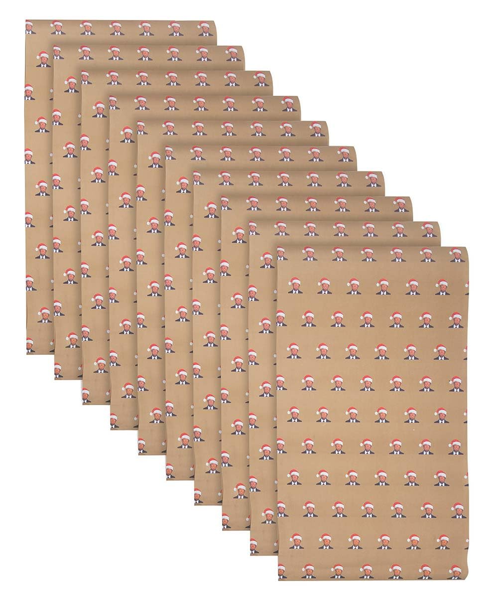 ZIGFRUIT 10 Sheets Funny Trump Christmas Holidays Wrapping Paper Roll for Gifts 17”x27.5” Per Sheet(10 Sheets in A Roll Not Folded Sheets)