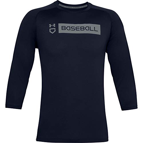 Under Armour Men's Utility 3/4 20 T-Shirt, Midnight Navy (410)/Baseball Gray, Large