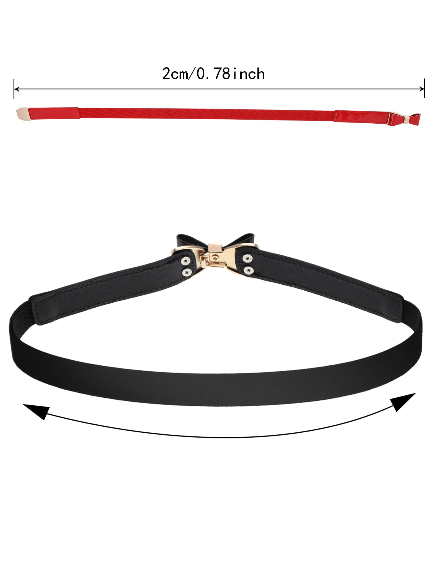 Tatuo 3 Pieces Women Skinny Waist Belt Thin Stretchy Bow Belt for Dress, 3 Colors (Set 1)