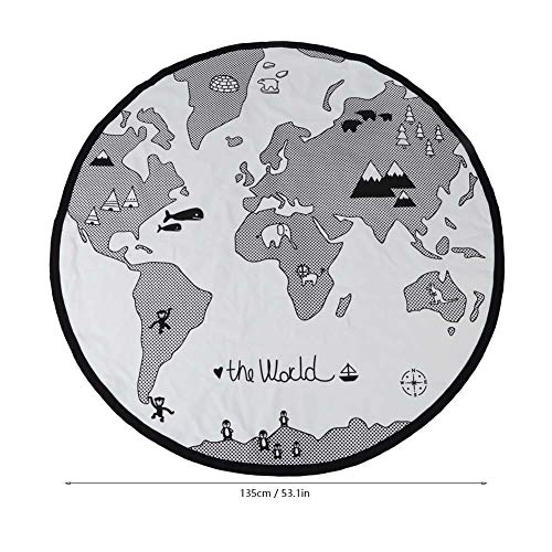 Yuehuam 53Inch Adventure World Map Pattern Circular Kid Crawling Game Mat Thicken Baby Crawling Playmat Blanket Floor Infant Child Activity Round Rug