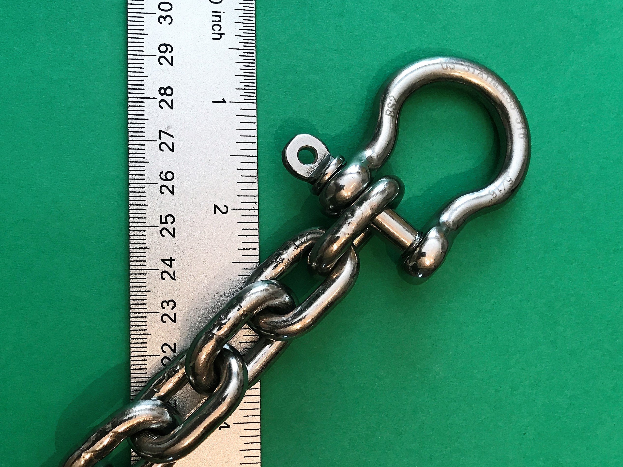 US STAINLESS Stainless Steel 316 Anchor Chain 1/4" (6.3mm) by 6' with shackles
