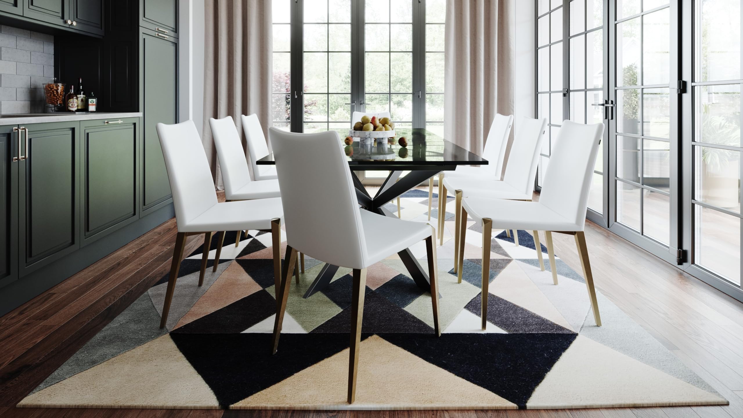 ZURI Modern 63-79" Burton Extension Dining Table - Smoked Glass Top with Matte Black Steel Base