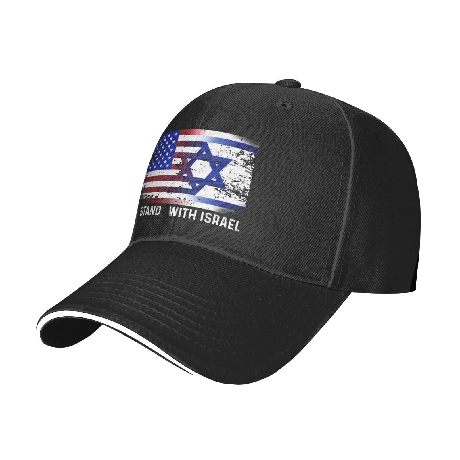 VUWKNQ Israel Hat I Stand with Israel Hat for Men Baseball Hats Adjustable Hat Black
