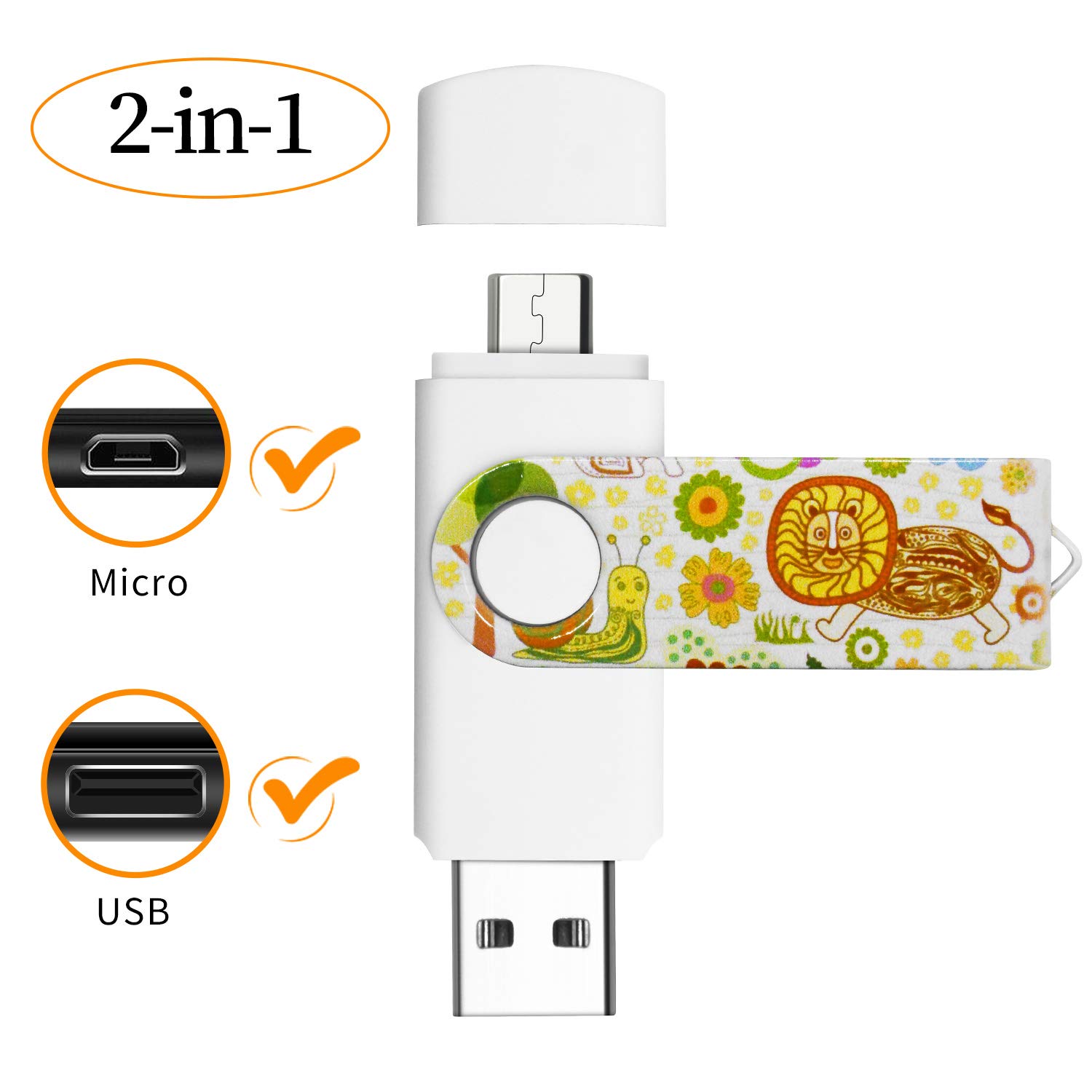 Vatapo 2 in 1 128GB Flash Drive/ Photo Stick for Android Phones&Tablets,PC.Photo Stick for Samsung Galaxy S7/S6/S5/S4/S3/Note5/4/3/2,A7/A8/A9,C5/C7 etc.(for Micro &USB A Port)