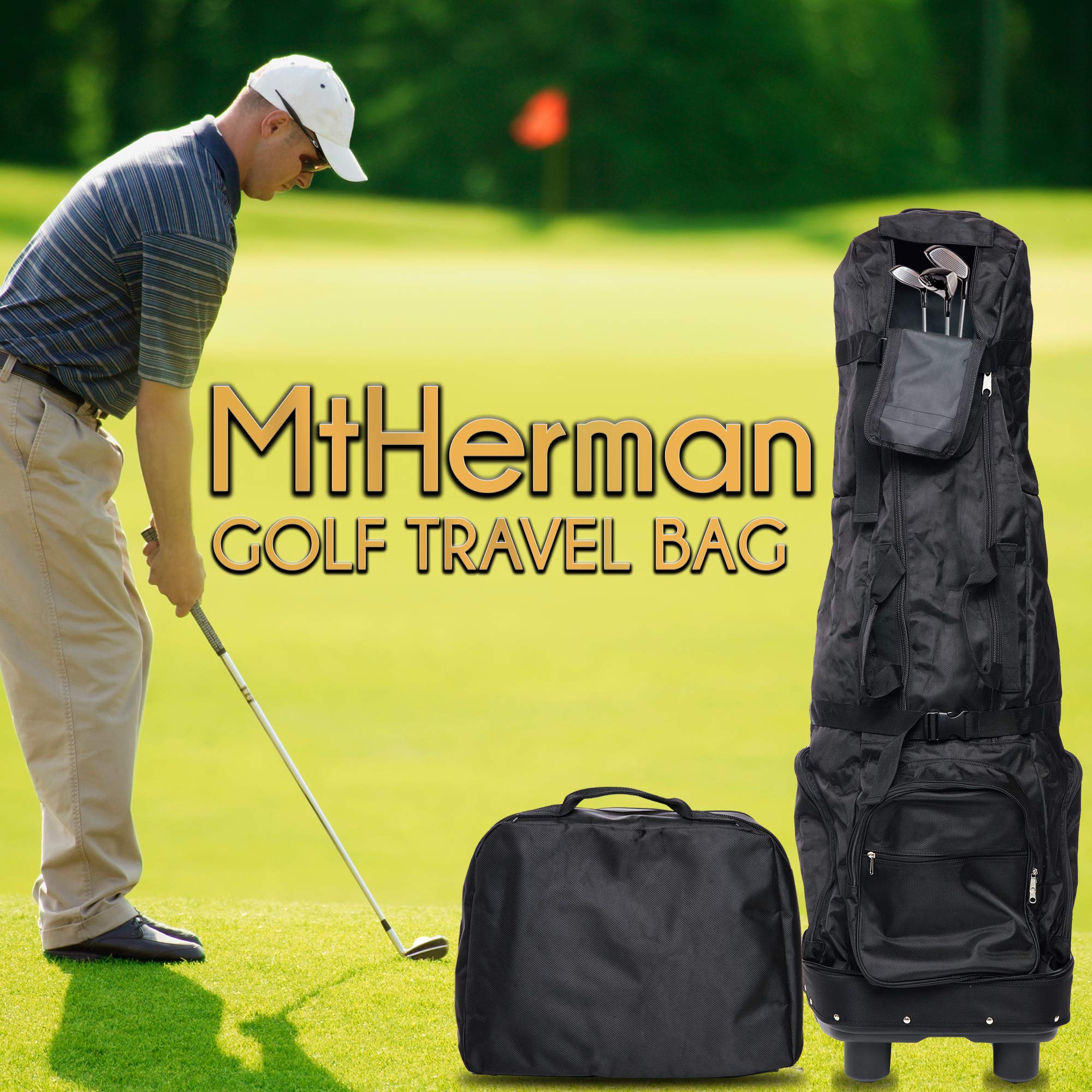 Travel Golf Bag by MTHERMAN | Easy Portability | Will Fold Up Into A Small and Lightweight Bundle When Not in Use | A Breeze to Use | Premium Quality Featuring A Weatherproof Design