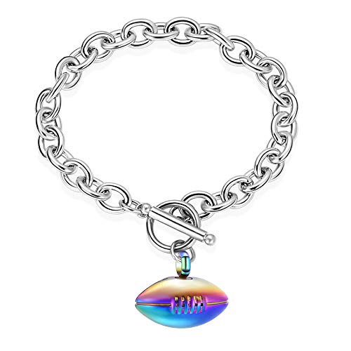 WWQDFRT AZ Stainless Steel Rugby Keepsake Urn Memorial Bracelet T221 (Metal Color : Colorful)