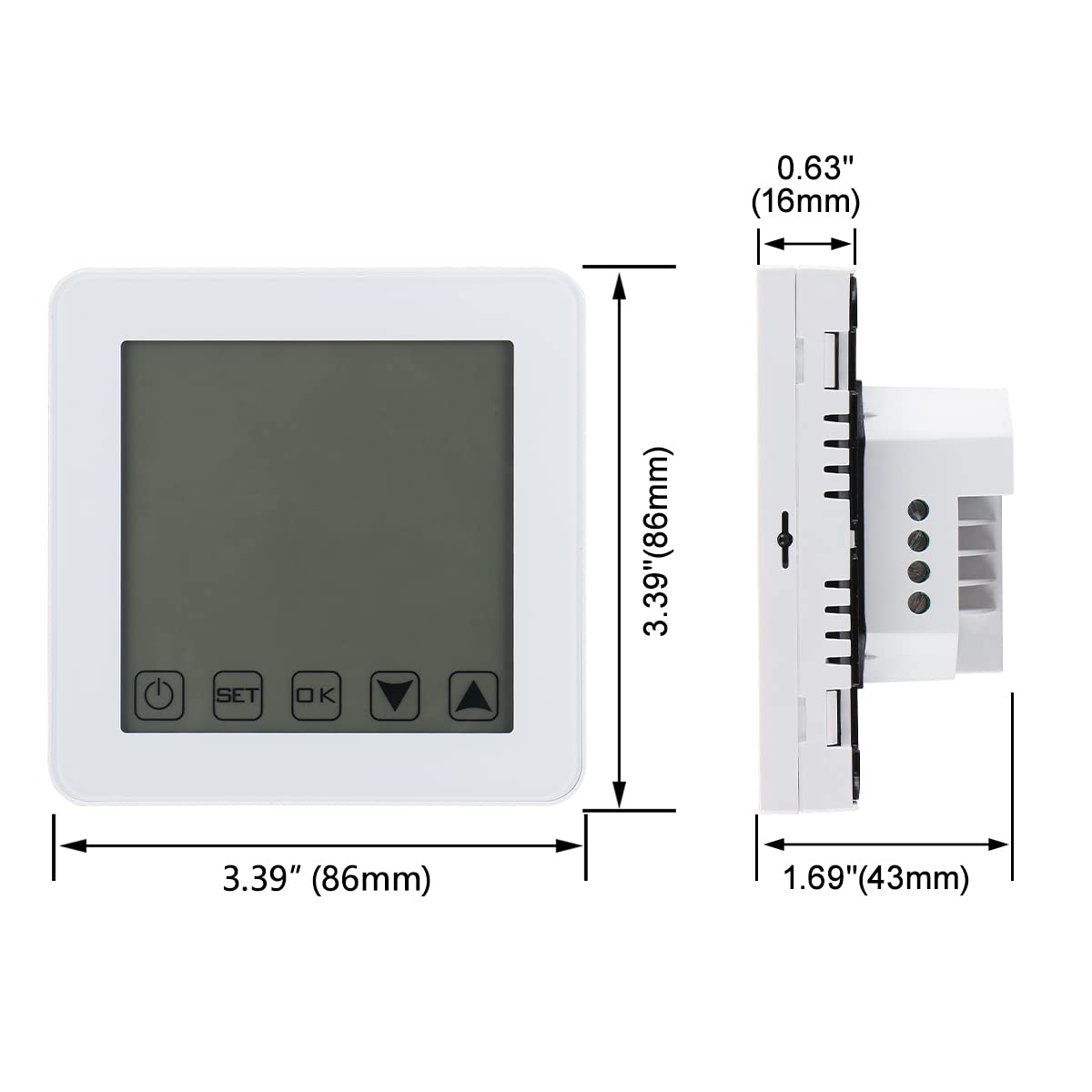 Wengart Programmable House Thermostat Programmable WG08,AC90-240V Max3A Touch Screen Digital LCD Display Work for Radiant Floor Heating Link Gas Boiler Blue Backlight
