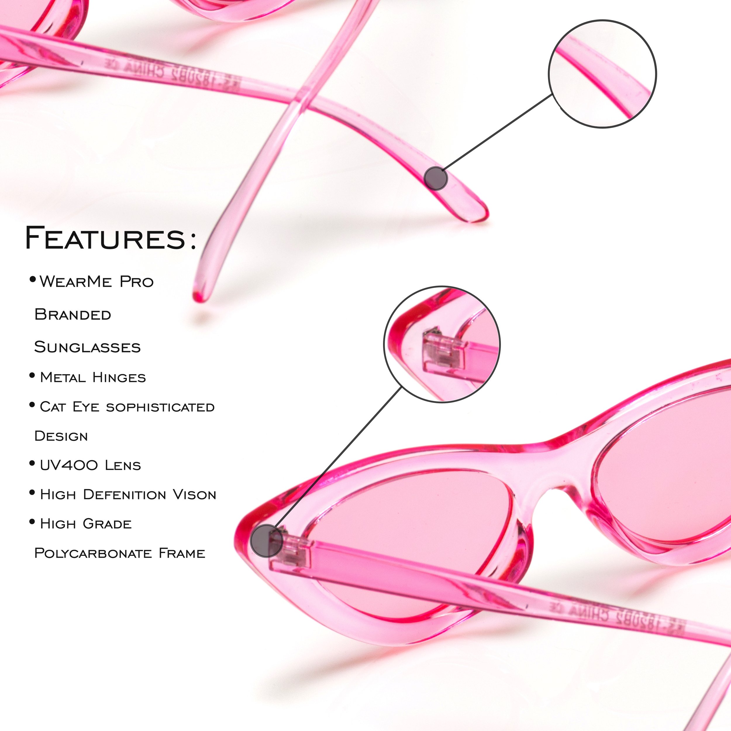 WearMe Pro - Retro Vintage Tinted Lens Cat Eye Sunglasses