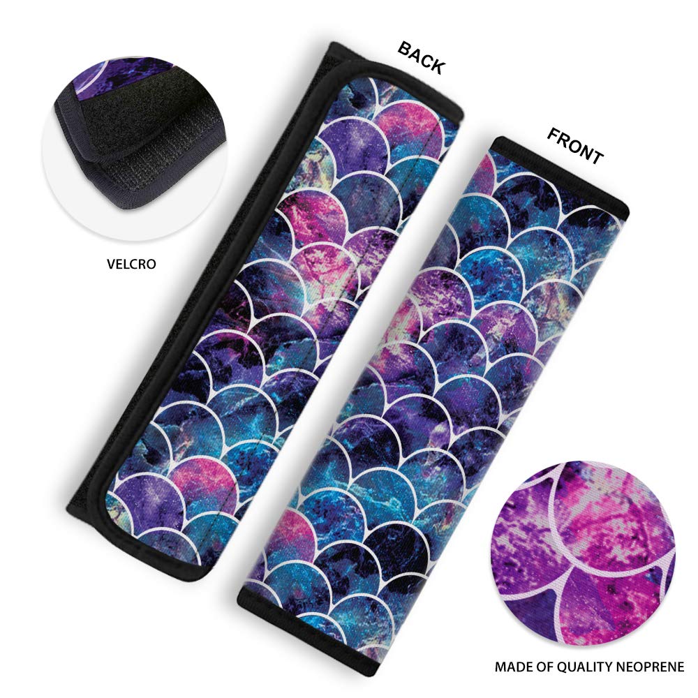 WIRESTER Soft Car Safety Seat Belt Shoulder Pad Cover Design, Cushion Harness Comfortable Pad - Mosaic Mermaid Scale