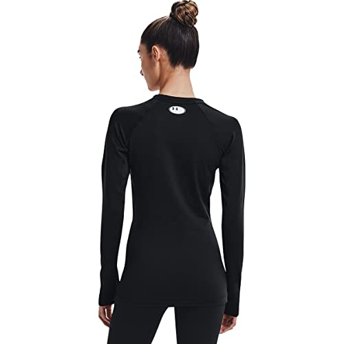 Under Armour Womens Authentics Long Sleeves Crew Neck T-Shirt, Black (001)/White, X-Large