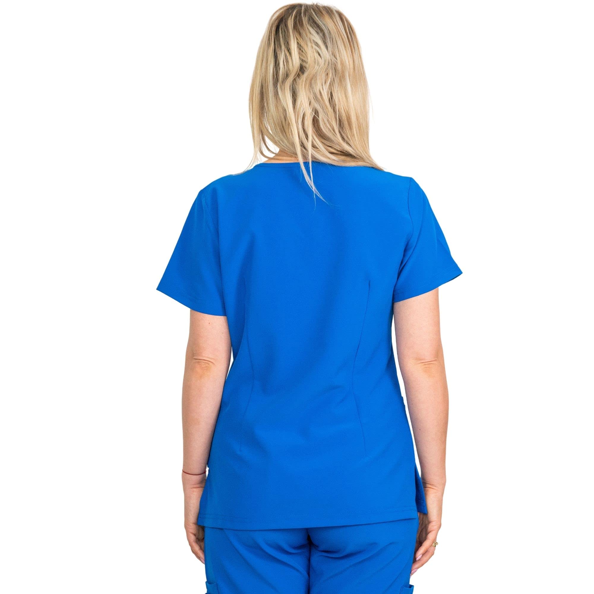 Trend Uniforms V-Neck Scrub Tops for Women - Soft Stretch Fabric with 5 Pockets (Royal, XXL)