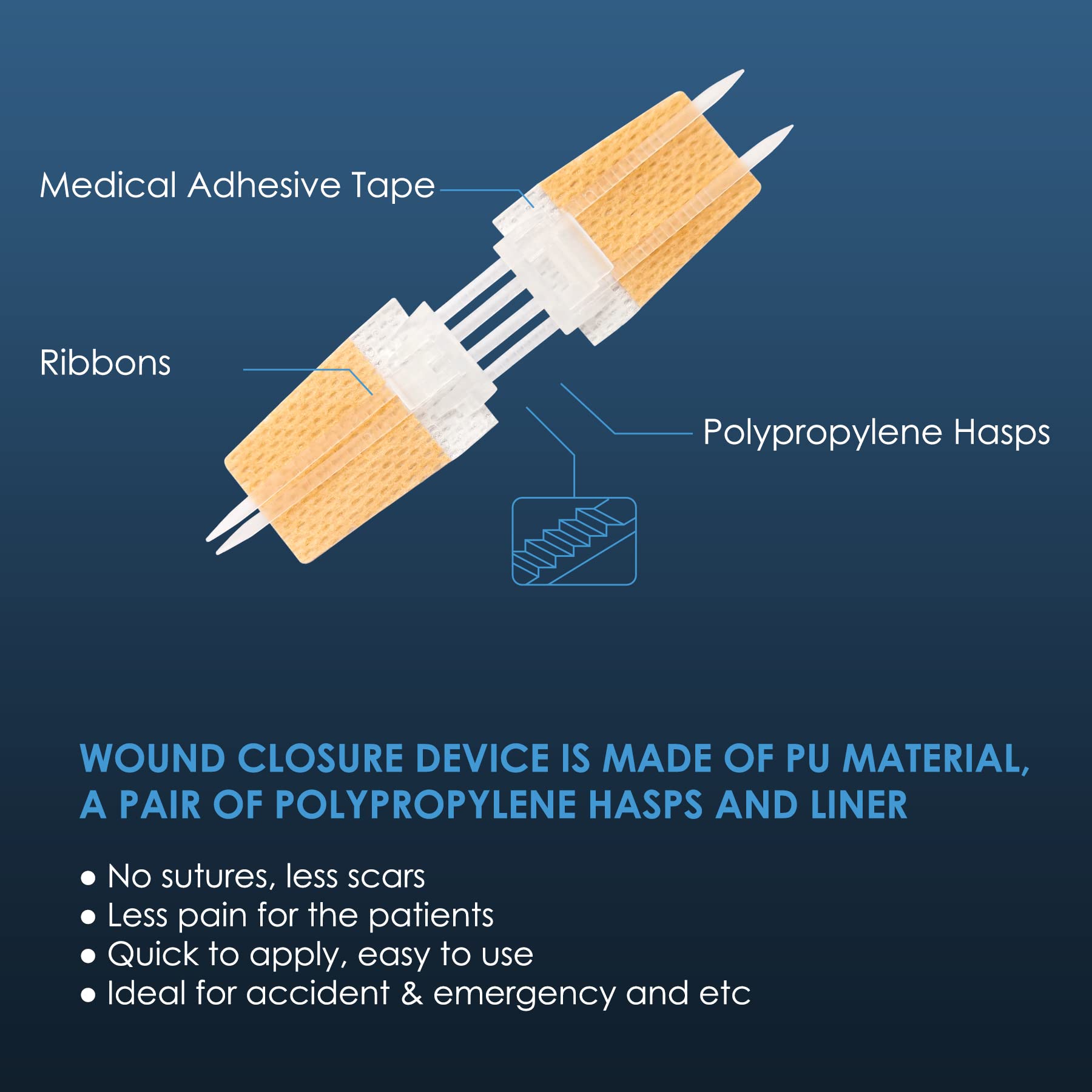 Zip Stitch Wound Closure Kit, Butterfly Bandages, Surgical Quality, Quick Clot for Easy Use, Emergency Laceration Closures, Suture-Free Surgical Repairment, First Aid Wound Care (Yellow, 4)