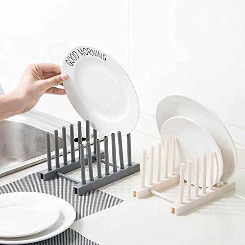 WUDILU Kitchen Organizer Pot Lid Rack Spoon Holder Pot Lid Shelf Cooking Dish Rack Pan Cover Stand Kitchen Accessories (Color : Beige)