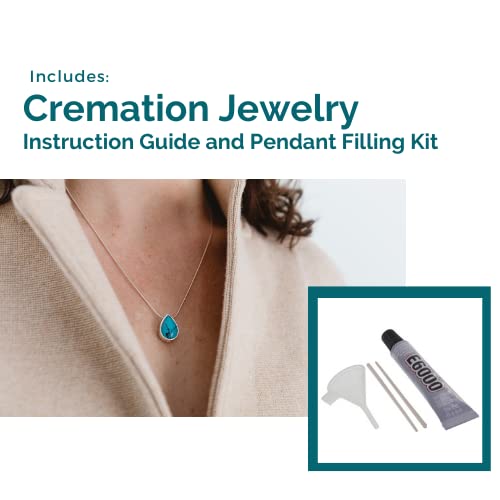 Turquoise Teardrop Pendant and Necklace for Ashes, Sterling Silver, Cremation Jewelry for Ashes