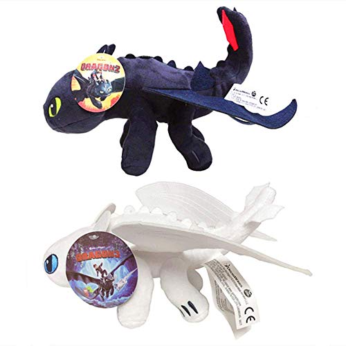 Yamadura How to Train Your Dragon Toothless Light & Night Fury Soft Toy Features 10inch Plush Deluxe Plush Dragon for Children 2 Pack