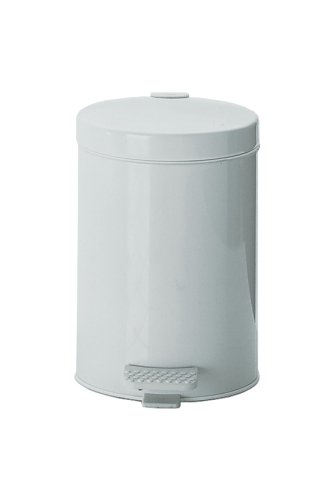 WESCO 104 104062-01 Pedal-Type Trash Can, White, Size: Diameter 7.9 x Height 11.4 inches (20 x 29 cm), Pedal Bin, 1.6 gal (5 L), Metal