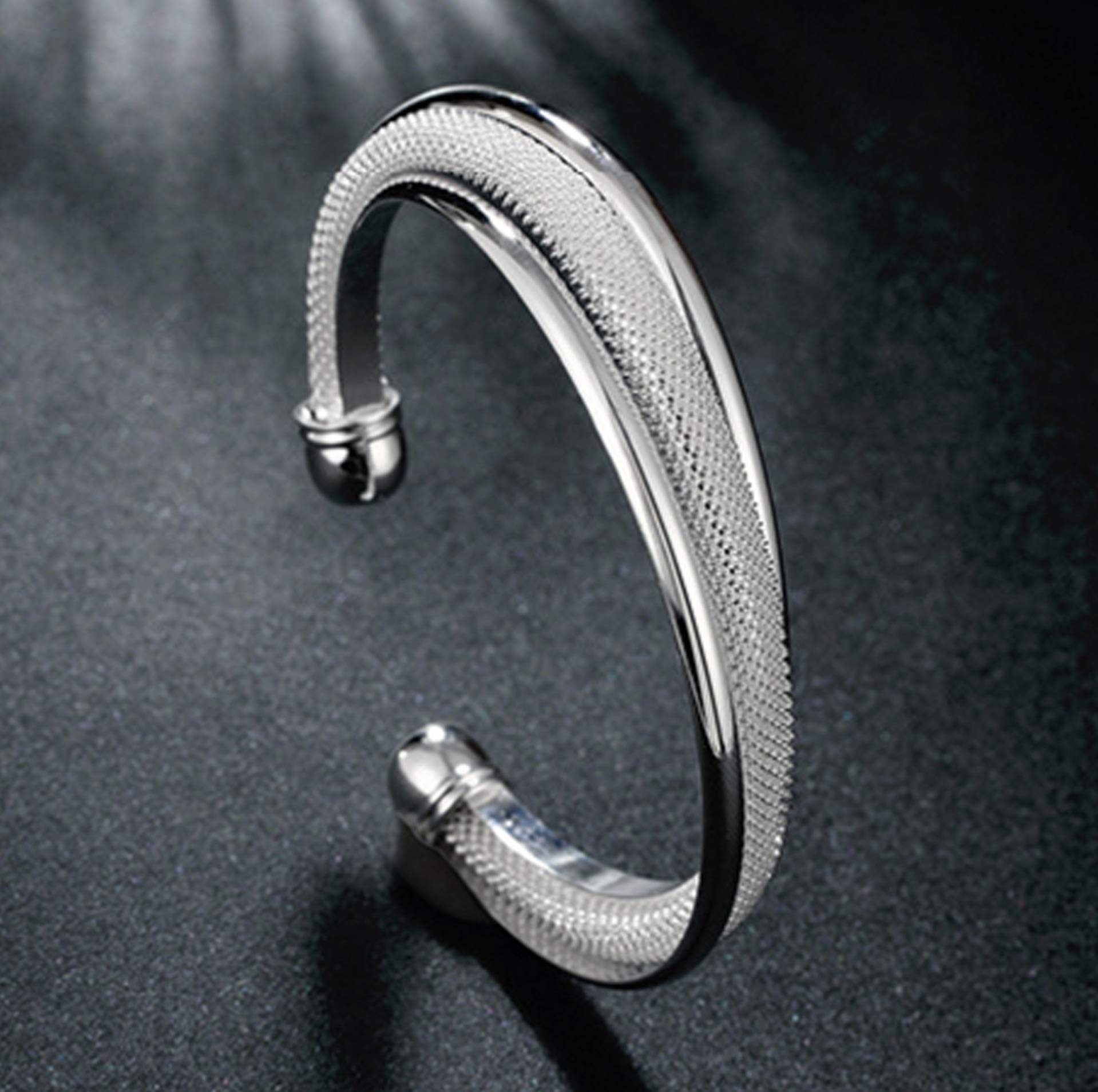 Trenro Silver Plated Bangle Bracelet, Fashion Women Open Bracelet Jewelry Gift