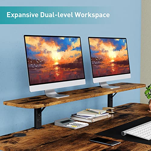 WOKA 55 x 28 Inch Electric Standing Desk with Wheels, Height Adjustable Stand up Desk with a Monitor Stand Riser, Standing Computer Desk with Memory Controllers, Adjustable Desks for Home Office